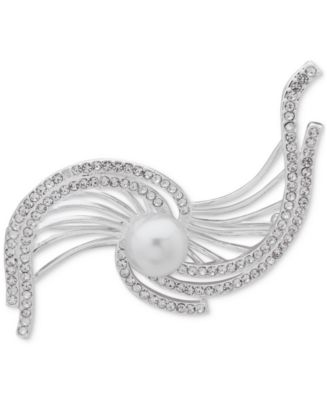 Anne Klein Silver-Tone Crystal Pin - Macy's