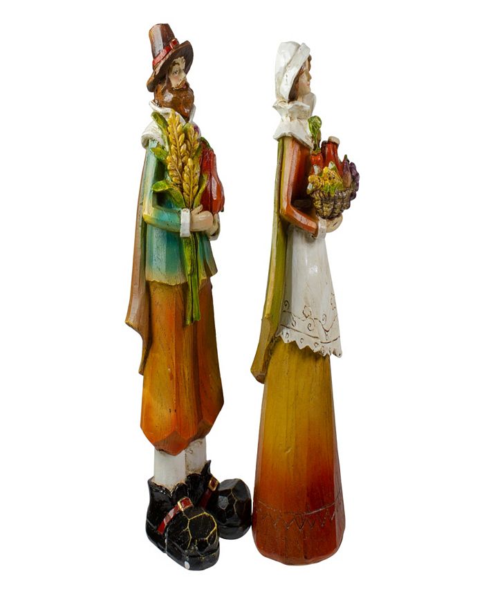 Northlight Set of 2 Male and Female Pilgrim Wooden Thanksgiving ...