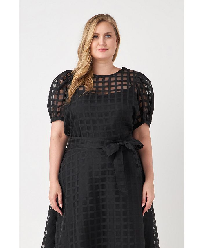 English Factory Plus Size Plaid See Through Top - Macy's