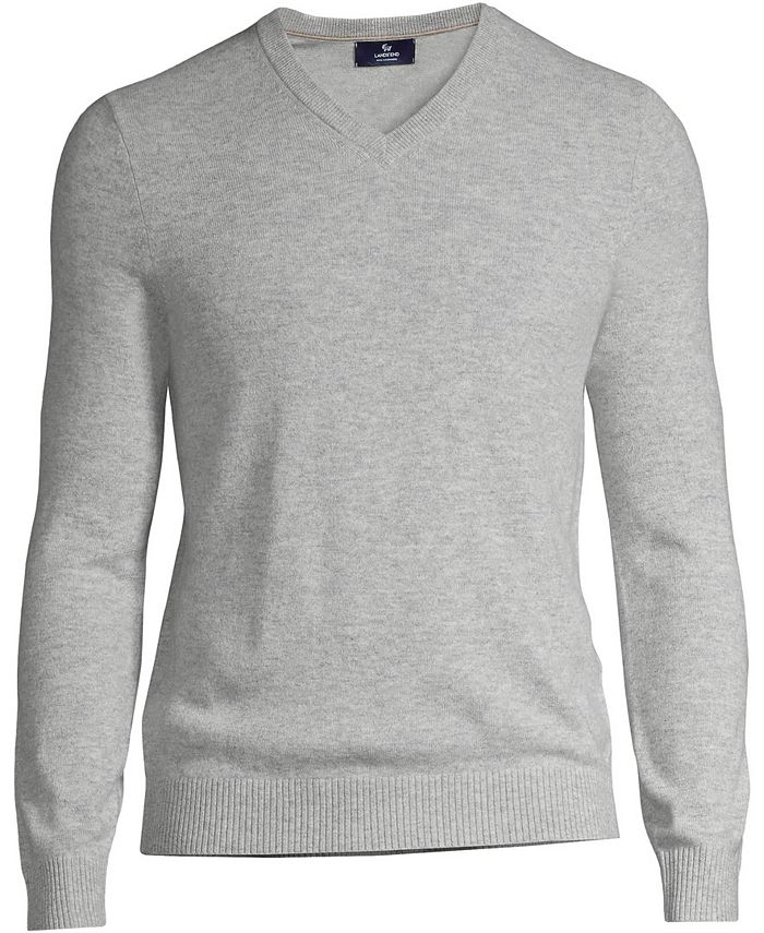 Lands' End Men's Fine Gauge Cashmere V-neck Sweater - Macy's