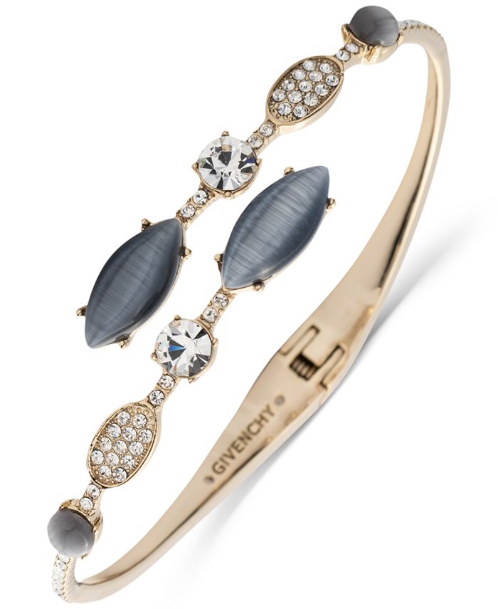 Givenchy Gold-Tone Mixed Crystal Bypass Bangle Bracelet - Macy's