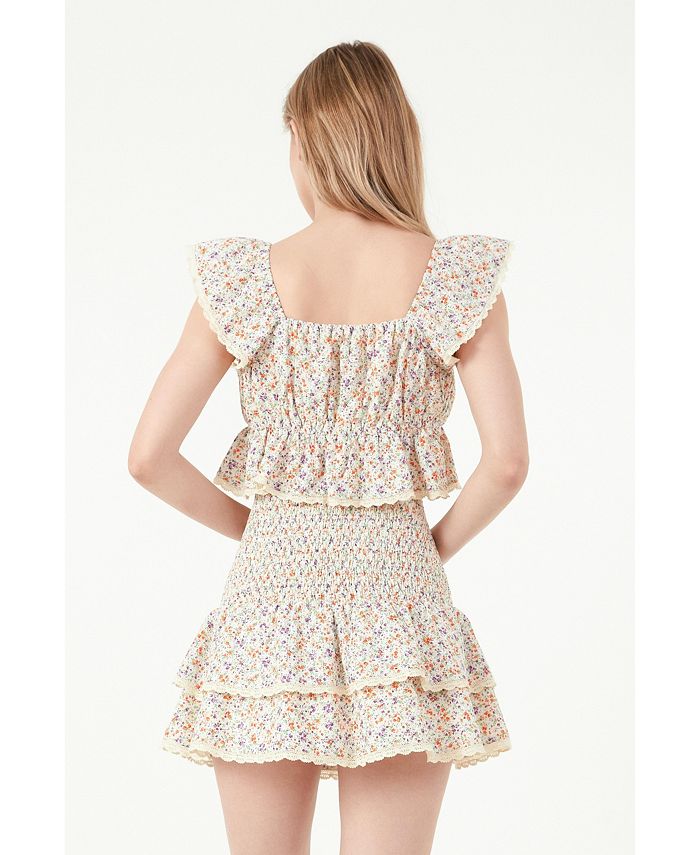 Free the Roses Women's Embroidered Ruffled Bandeau Top - Macy's