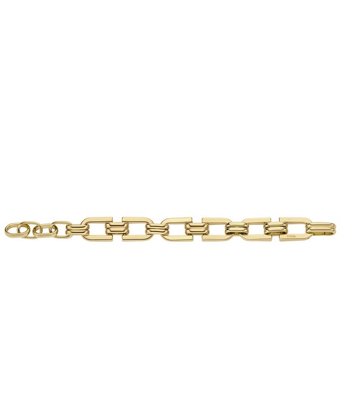 Fossil Heritage D-Link Gold-Tone Stainless Steel Chain Bracelet - Macy's