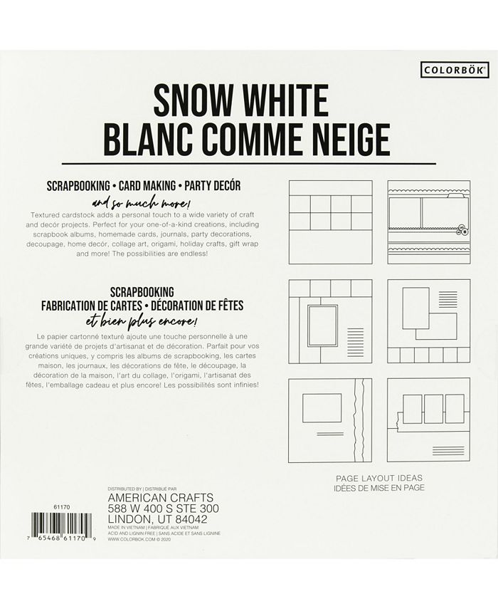 Colorbok Textured Cardstock Pad 12"X12" 40/Pkg-Snow White - Macy's