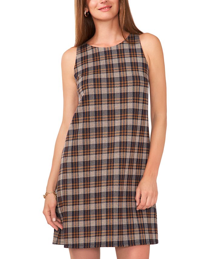 MSK Women's Plaid Keyhole-Back Shift Dress - Macy's
