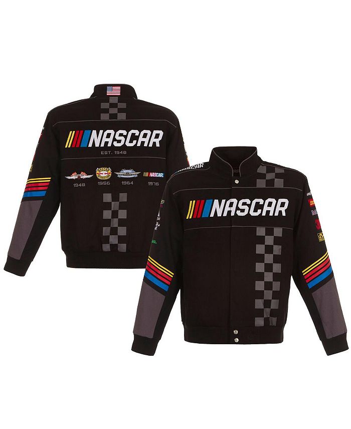 JH Design Men's Black NASCAR Twill Logo Uniform Full-Snap Jacket - Macy's