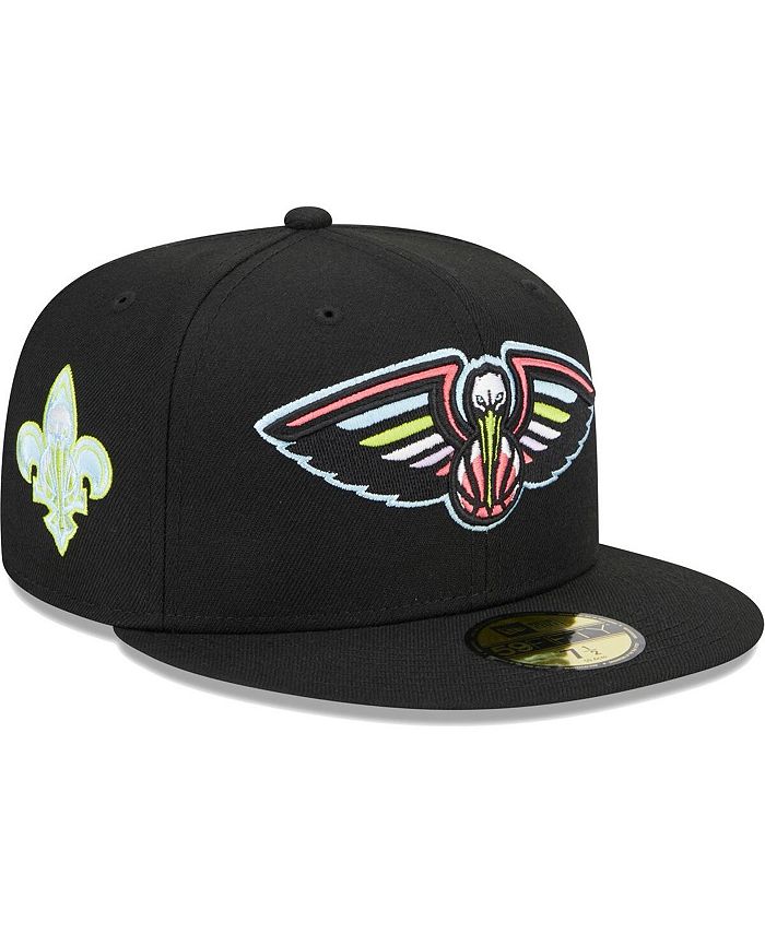 New Era Men's Black New Orleans Pelicans Color Pack 59FIFTY Fitted Hat ...
