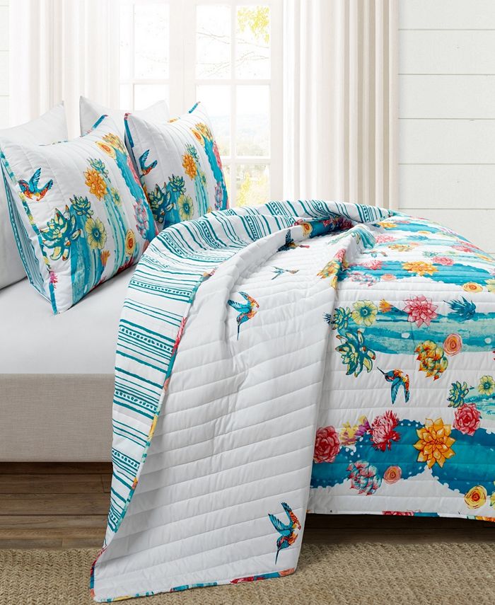 Lush Décor Southwest Vibrant Cactus Reversible Oversized 3-Piece Quilt ...