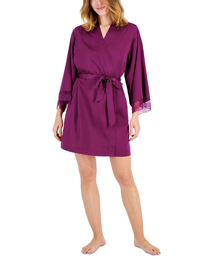 I.N.C. International Concepts Women's Lace-Trim Satin Robe, Created for ...