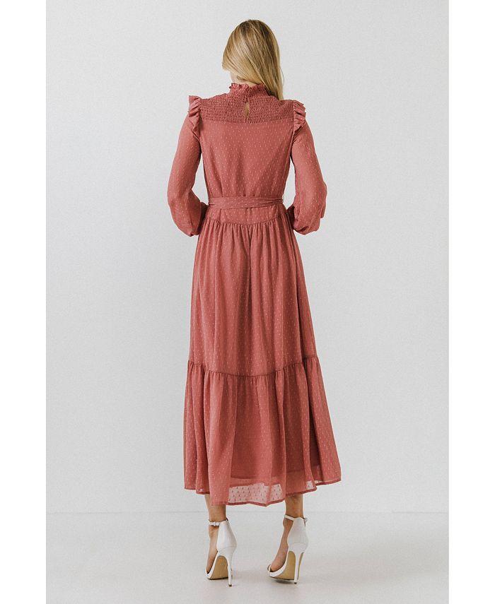 English Factory Womens Swiss Dot Smocked Maxi Dress Macys
