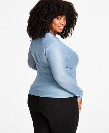 Nina Parker Trendy Plus Size Sheer Mesh Top - Macy's