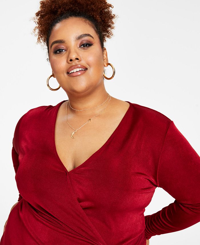 Nina Parker Trendy Plus Size Ruched Slinky Dress - Macy's