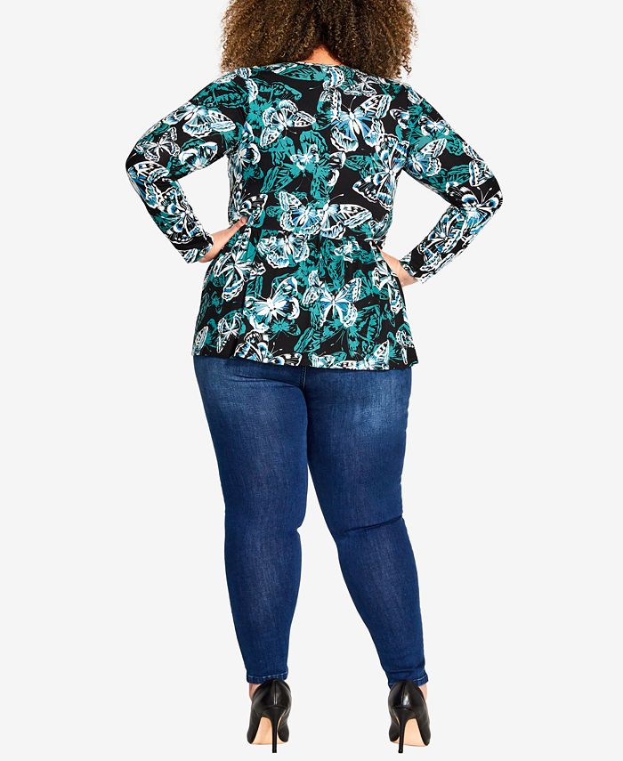 AVENUE Plus Size Abigail Print Top - Macy's