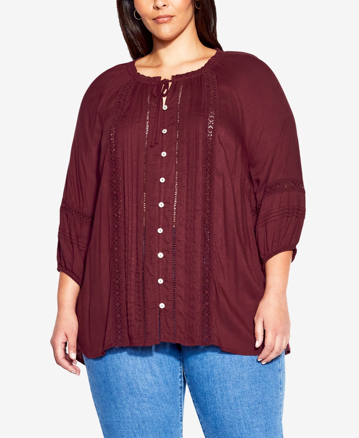 Avenue Plus Size Brea Peasant Top | Smart Closet