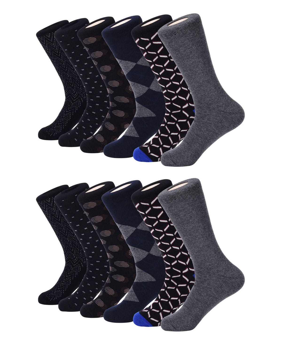 Click here for Mens Midnight Gleam Dress Crew Socks 12 Pack - Mid... prices