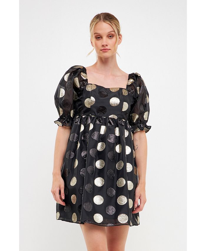 English Factory Women's Dot Organza Puff Mini Dress - Macy's