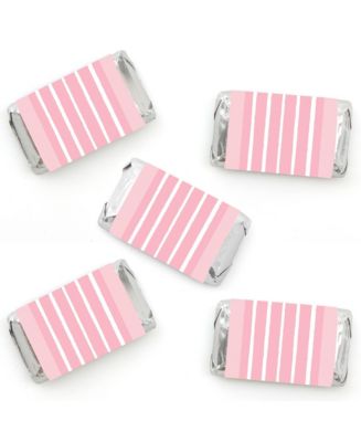 Pink Stripes - Mini Candy Bar Wrapper Stickers - Simple Party Favors ...