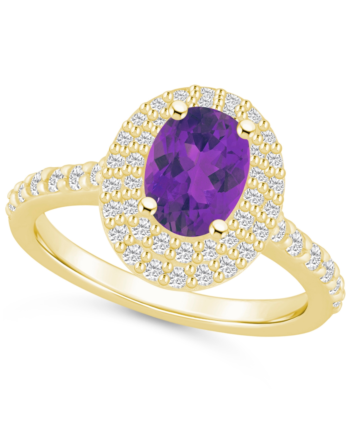 Click here for Amethyst and Diamond Halo Ring - Amethyst prices