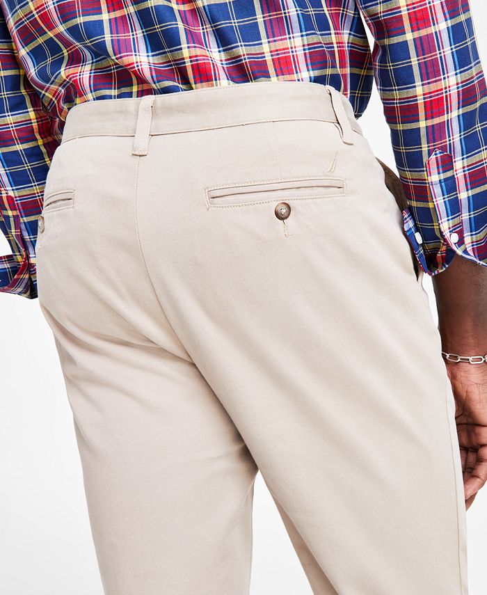 Nautica Men's Classic-Fit Stretch Solid Flat-Front Chino Deck Pants ...