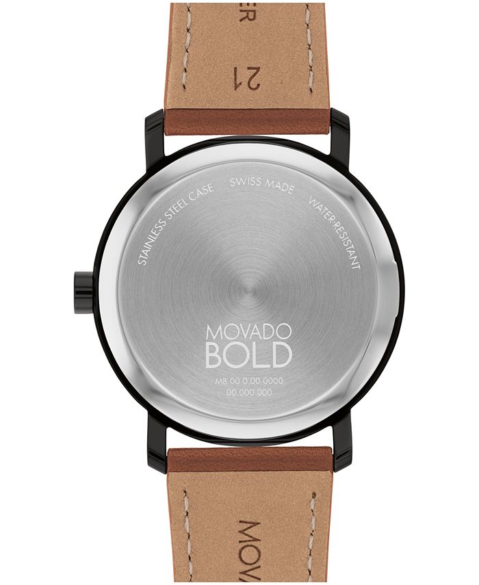 Movado Men's Bold Evolution 2.0 Swiss Quartz Cognac Leather Watch 40mm ...