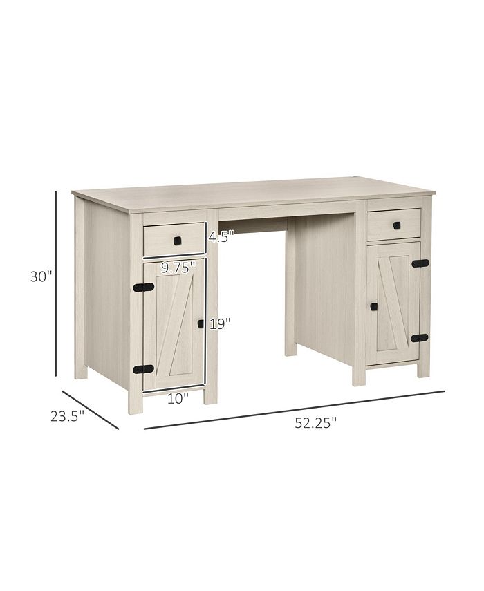 HOMCOM Farm Style Home Office Computer Desk with 2 Drawers and 2 ...