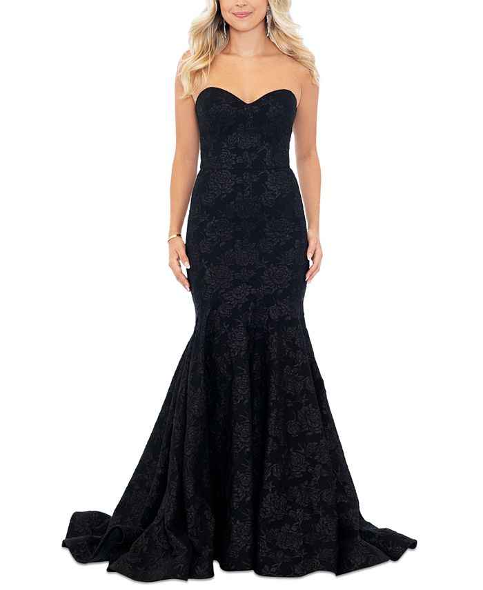 Blondie Nites Juniors' Brocade Strapless Gown - Macy's