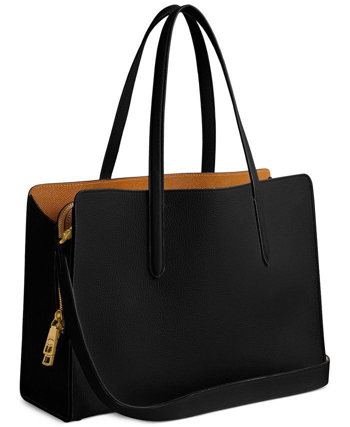 COACH Carter Polished Pebble Leather Large Carryall - Macy's