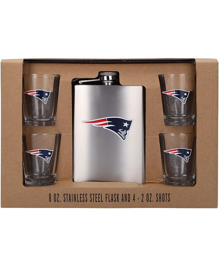 Memory Company New England Patriots 8 Oz Stainless Steel Flask and 2 Oz ...