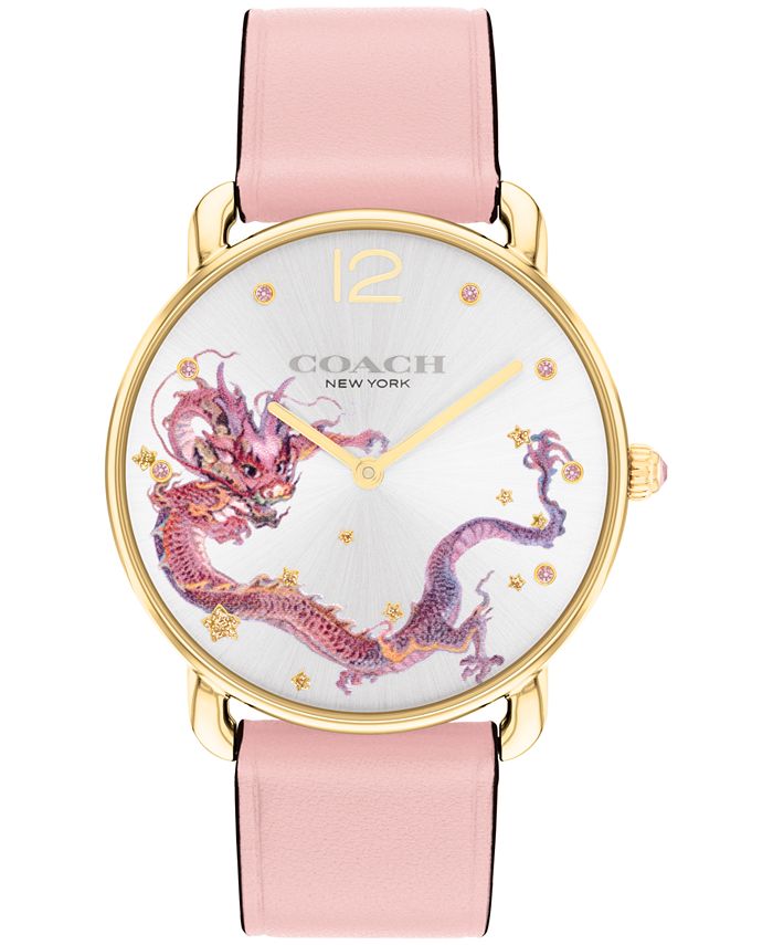 COACH Women's Elliot Lunar New Year Blush Leather Strap Watch 36mm - Macy's