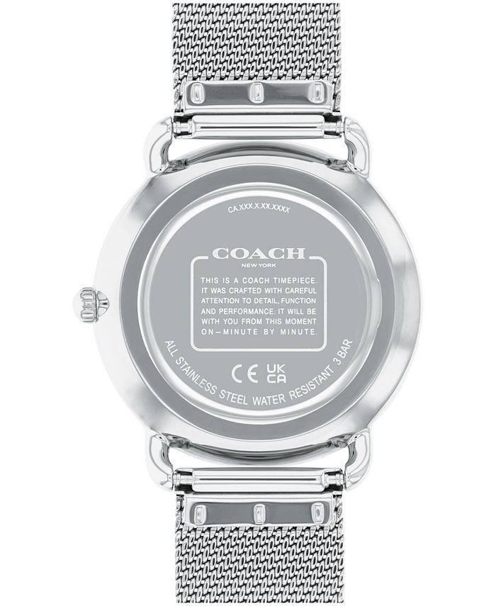 COACH Women's Elliot Silver Stainless Steel Mesh Bracelet Watch 36mm ...