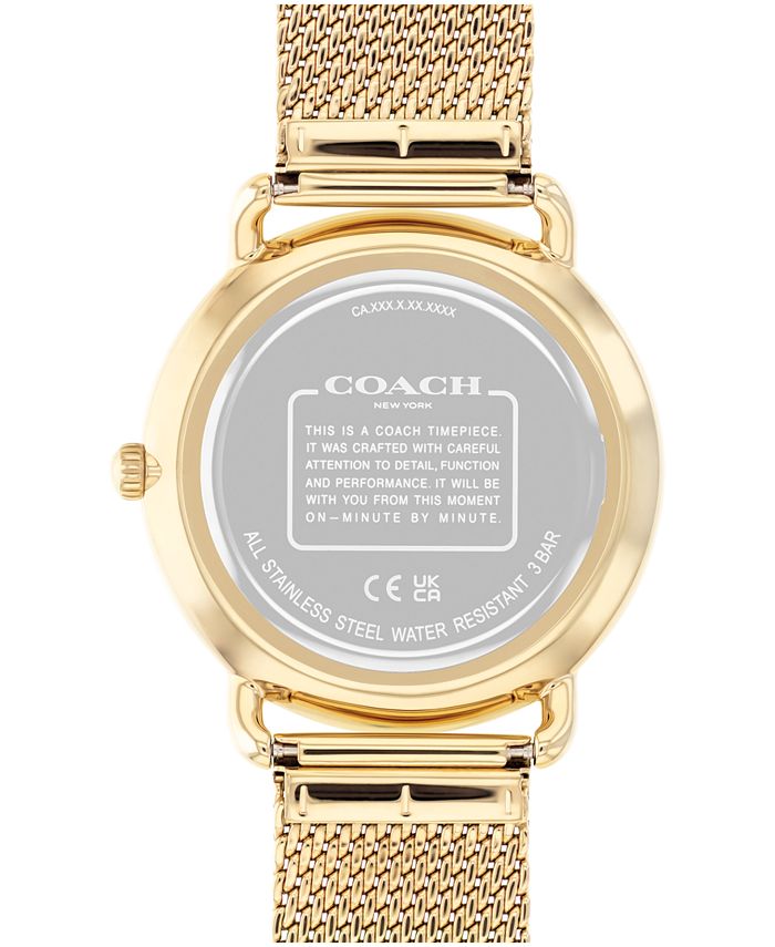 COACH Unisex Elliot Gold-Tone Stainless Steel Mesh Bracelet Watch 41mm ...