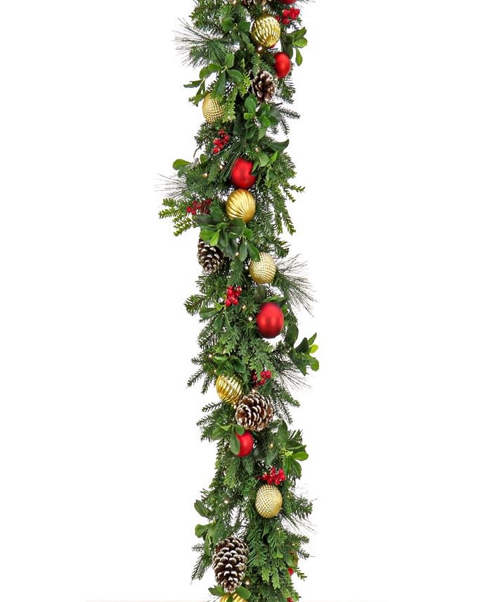 National Tree Company 9' Decorated Rural Homestead Garland with LED ...