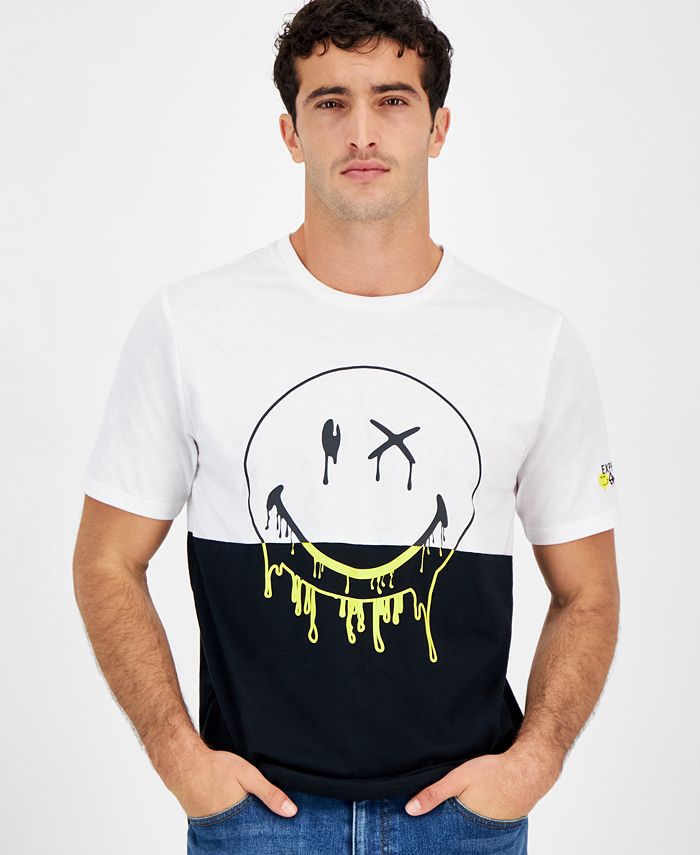 SmileyWorld Men's Colorblocked Drip Smiley Graphic Short-Sleeve T-Shirt ...