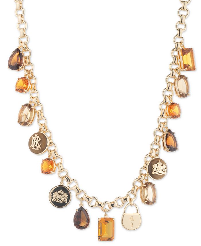 Lauren Ralph Lauren Gold-Tone Padlock & Logo Mixed Stone Charm ...