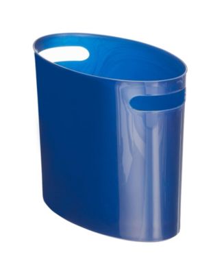 mDesign Compact Plastic Oval Trash Can Garbage Wastebasket, Handles ...