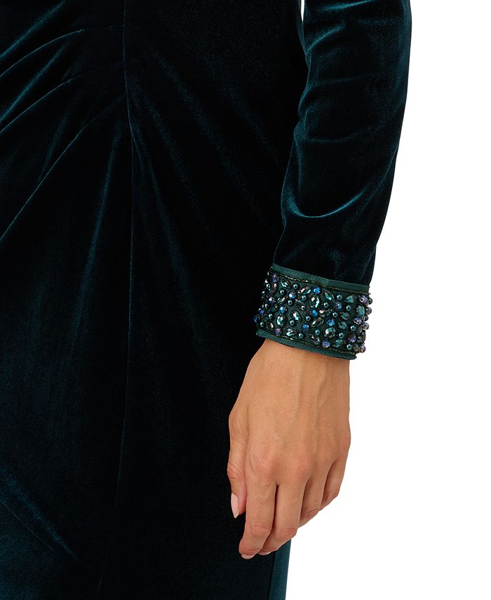 Adrianna Papell Women's Off-The-Shoulder Embellished-Cuff Gown - Macy's