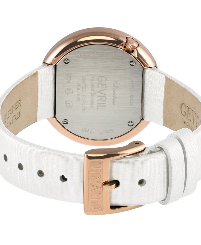 Gevril Women's Gandria White Leather Watch 36mm - Macy's