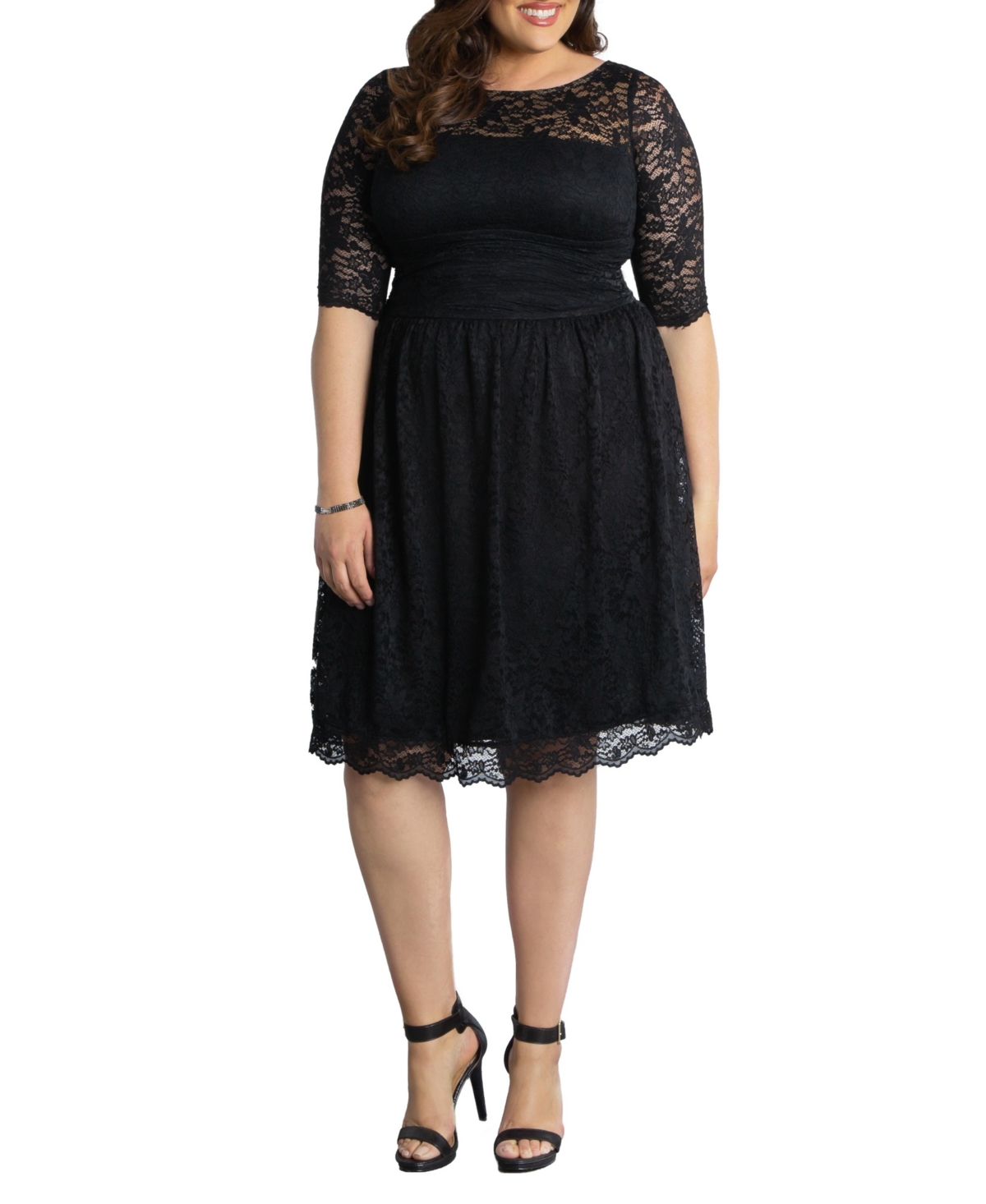 Click here for Kiyonna Plus Size Luna Lace Cocktail Midi Dress -... prices