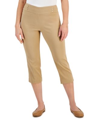 JM Collection Petite Rivet-Detail Capri Pants, Created for Macy's - Macy's