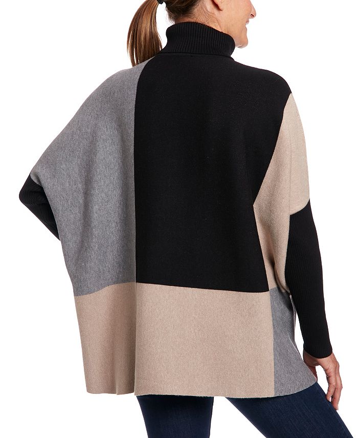 Joseph A Women's Color Block Poncho Sweater - Macy's
