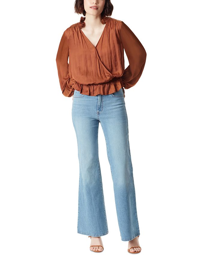 Sam Edelman Women's Lani Ruffled-Neck Puff-Sleeve Peplum Top - Macy's