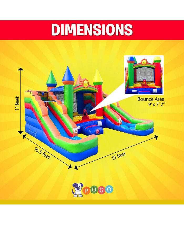 Pogo Bounce House Inflatable Bounce House and Double Slide Combo Unit ...