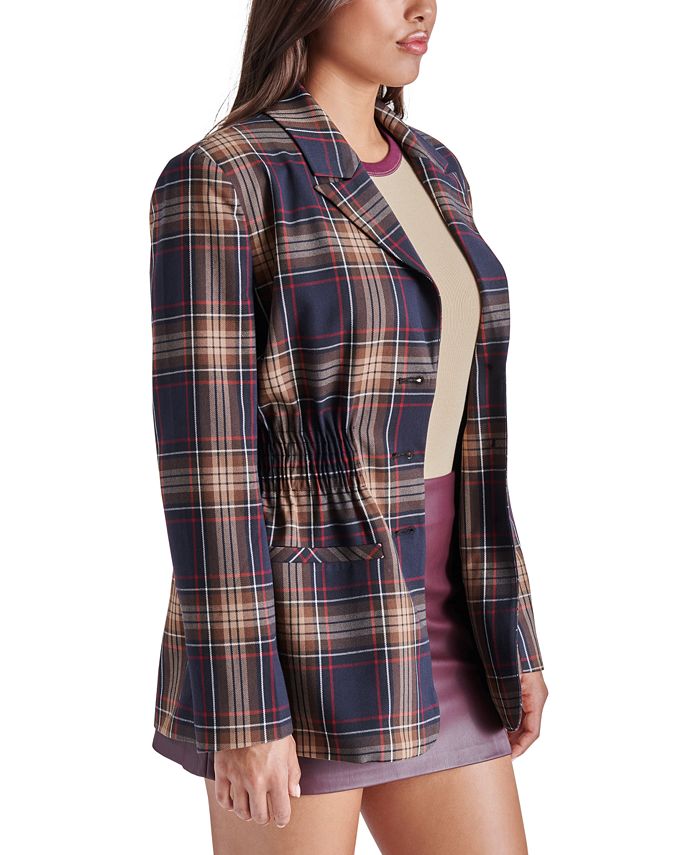 Steve Madden Women's Frida Plaid Three-Button Blazer - Macy's