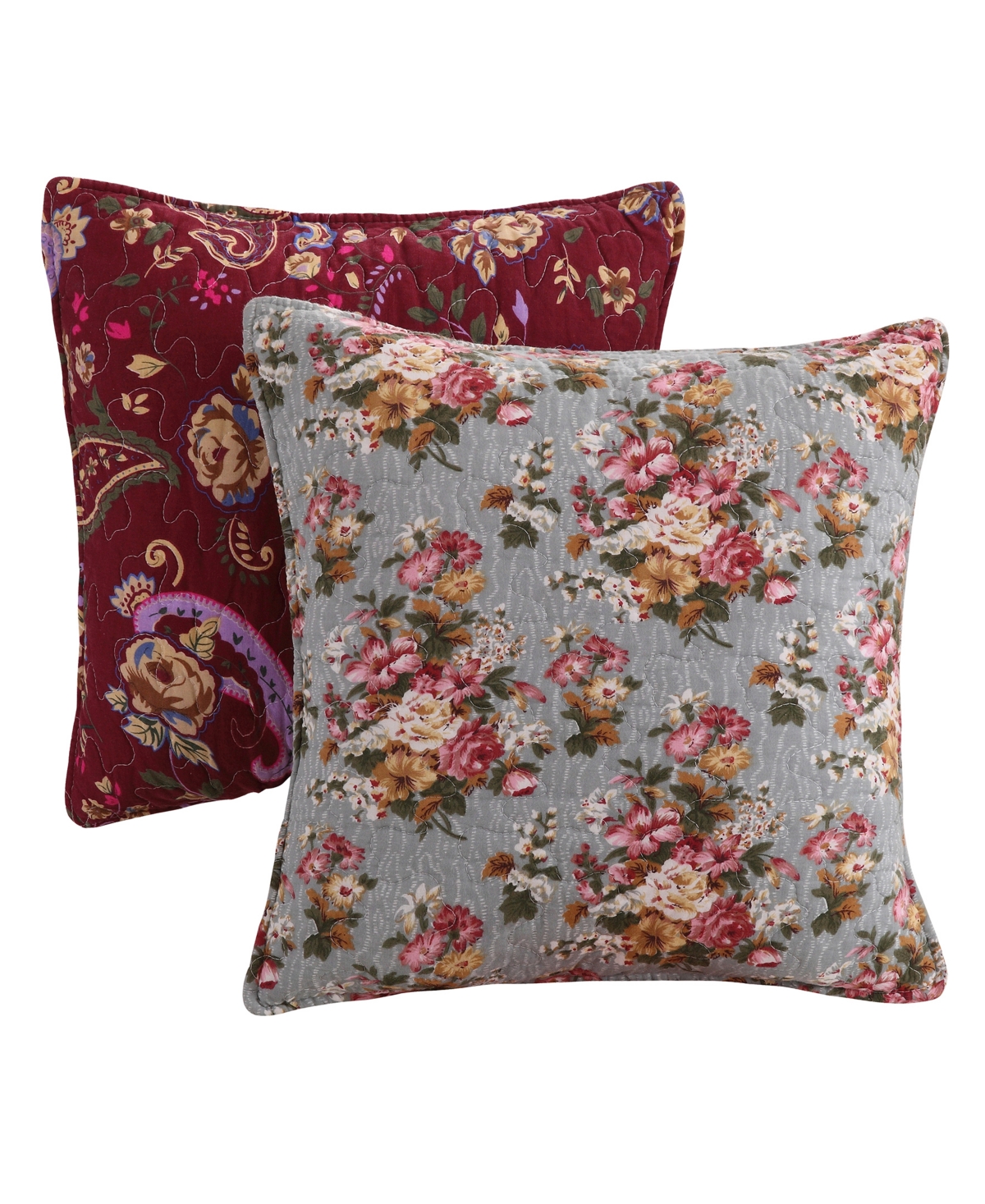 Greenland Home Fashions Antique Chic Floral Print Decorative Pillow Set  16 x 16 - Multi