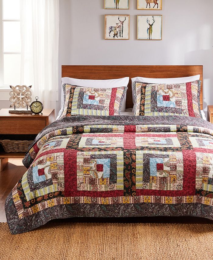 Greenland Home Fashions Colorado Lodge Authentic Patchwork 5 Piece Quilt Set, Full/Queen - Macy's