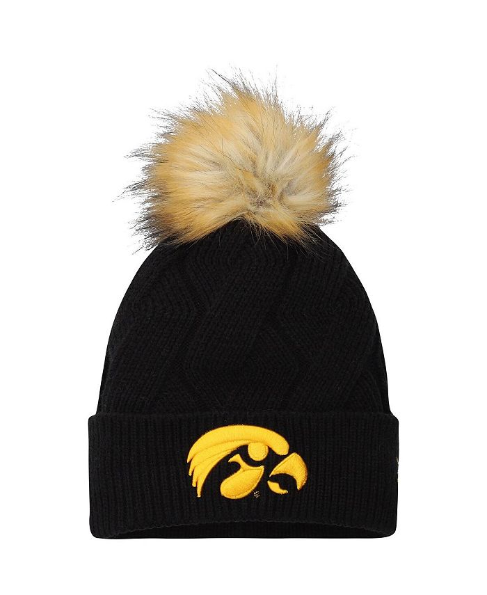 New Era Women's Black Iowa Hawkeyes Snowy Cuffed Knit Hat with Pom - Macy's