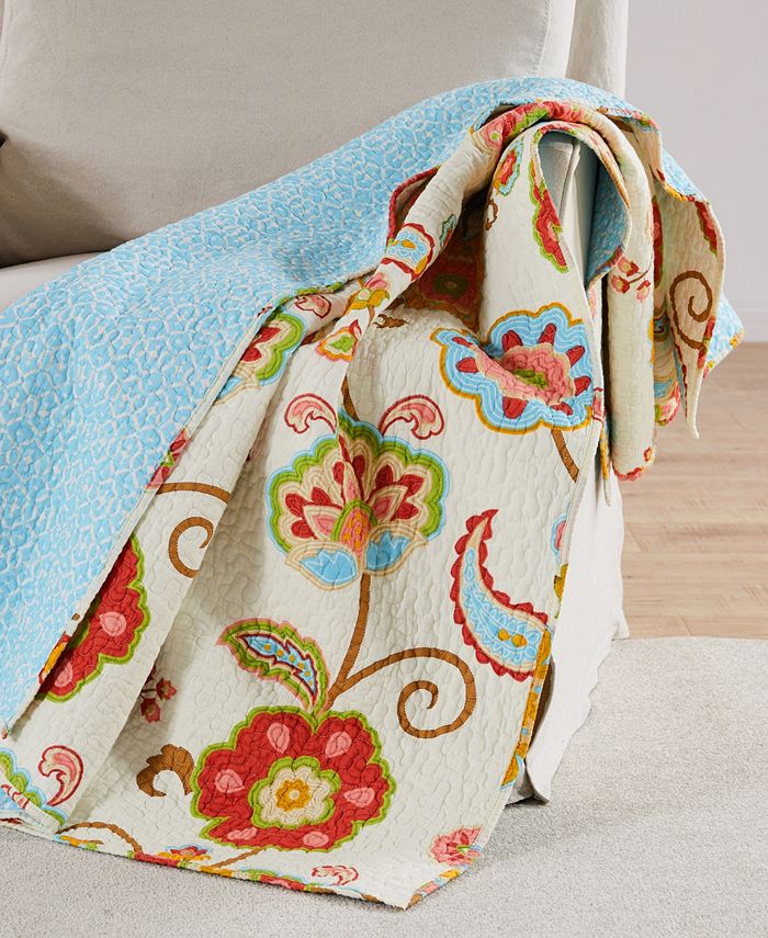 Levtex Ashbury Spring Jacobean Floral Quilted Throw, 50" x 60" - Macy's