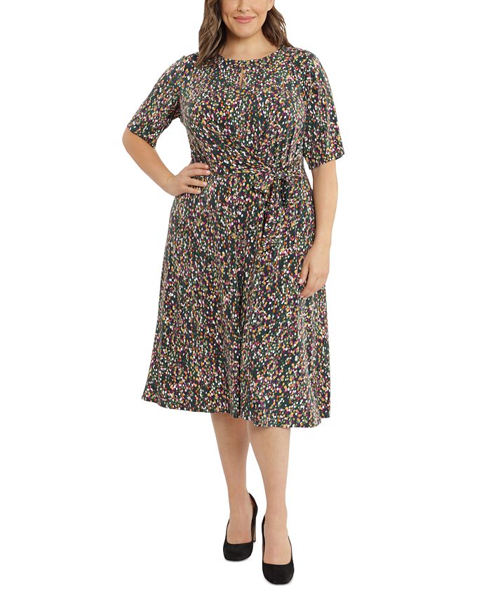 London Times Plus Size Keyhole-Front Midi Dress - Macy's