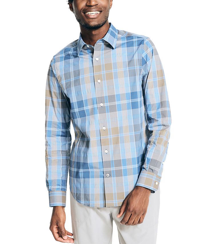 Nautica Men's Trim-Fit Navtech Plaid Shirt - Macy's