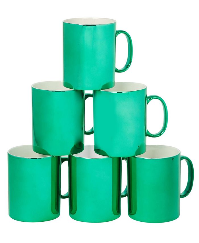 Certified International Holiday Lights Green 16 oz Mugs Set of 6 ...